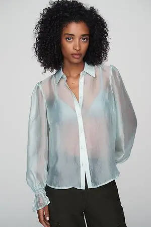 Anthropologie Sheer Buttondown Blouse
