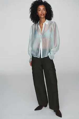 Anthropologie Sheer Buttondown Blouse