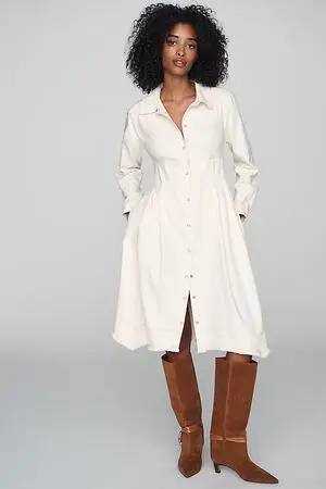 PILCRO Denim Midi Shirtdress - Ivory