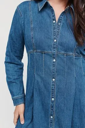 PILCRO Denim Midi Shirtdress - Medium Denim