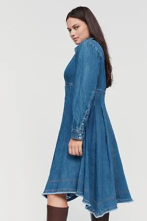 PILCRO Denim Midi Shirtdress - Medium Denim