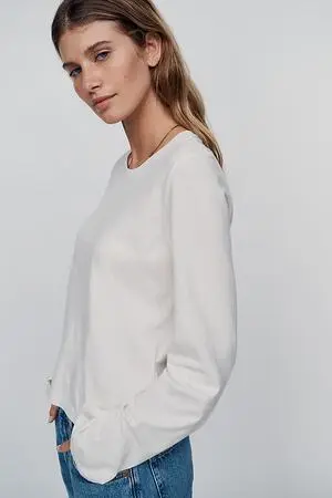 Anthropologie Evelyn 100% Cotton Long Sleeve Tee