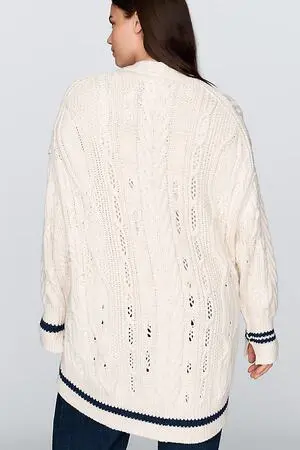 PILCRO Cable-knit Cardigan Sweater