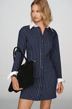 Maeve Long Sleeve Slim Mi Shirtdress - Navy