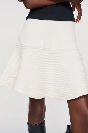 Maeve Raglan Ottoman Swing Mini Skirt - Cream