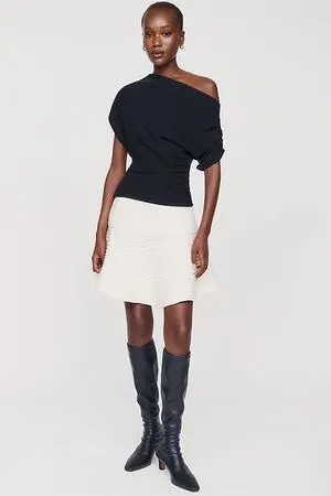 Maeve Raglan Ottoman Swing Mini Skirt - Cream