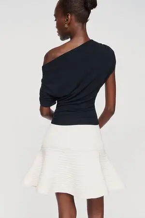 Maeve Raglan Ottoman Swing Mini Skirt - Cream