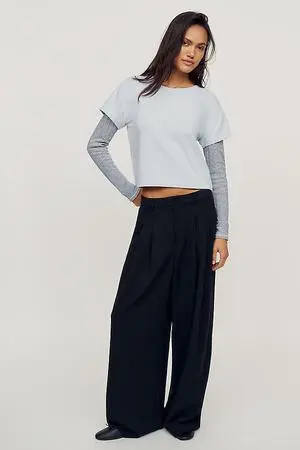 PILCRO Twofer Long Sleeve T-shirt - Blue Stripe