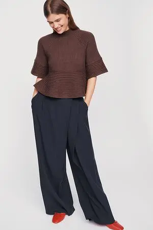 Maeve Mock-neck Swing Sweater - Brown