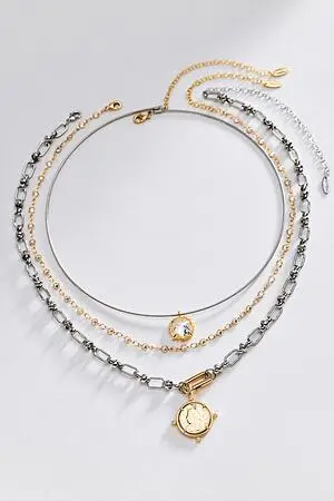 Anthropologie Layered Necklaces Set Silver