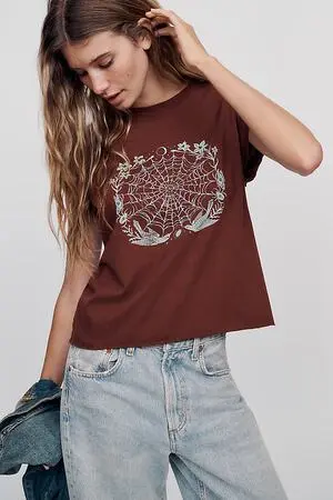 Maeve Caitl Cotton Boxy Tee - Brown