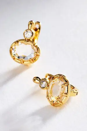 Anthropologie Crystal Huggie Hoop Earrgs - Clear