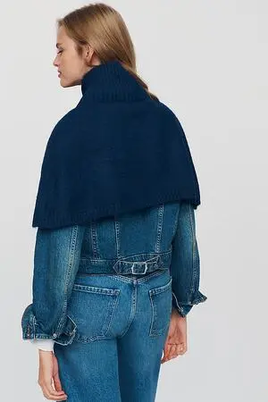 Anthropologie Cropped Funnel-neck Poncho - Navy