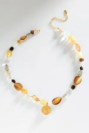 Anthropologie Delicate Beaded Necklace - Neutral