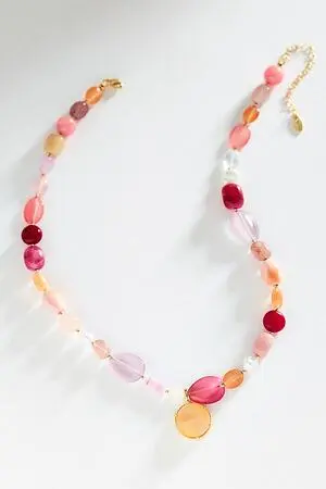 Anthropologie By Anthropologie Delicate Beaded Necklace Pink