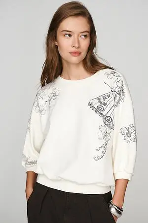 PILCRO Niki Bubble Sweatshirt Bailey Fritz - Neutral Pattern