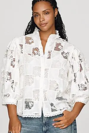 English Factory Cutwork Buttondown Shirt - White