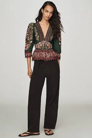 Farm Rio Daniela 100% Cotton Peplum Blouse
