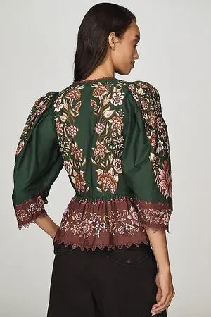 Farm Rio Daniela 100% Cotton Peplum Blouse