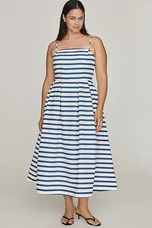 English Factory Cotton Striped Midi Dress