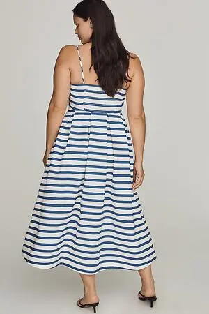 English Factory Cotton Striped Midi Dress