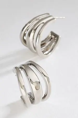 Anthropologie Triple Hoop Earrgs - Silver
