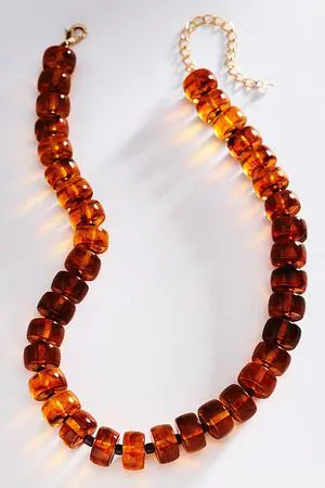 Anthropologie Bowie Necklace, Small Beads Brown