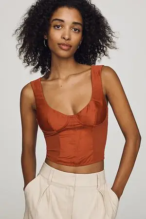 LYREBIRD Satin Corset Top - Cinnamon