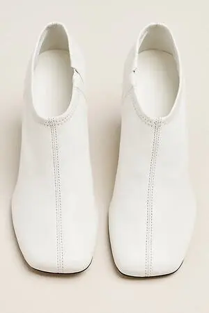 Maeve Square-toe Leather Booties - White