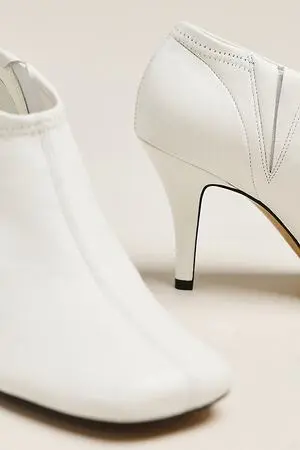Maeve Square-toe Leather Booties - White