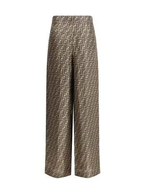Fendi Monogram Silk Palazzo Pants