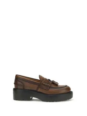 Miu Miu Smooth Leather Tassel Loafers - Brown
