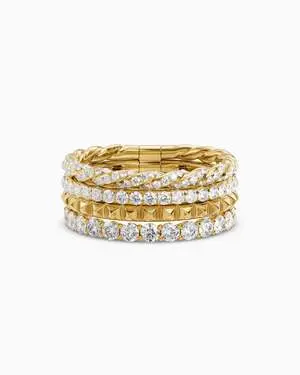 David Yurman Petite Pavé Four Row Pyramid Ring In 18k Yellow Gold With Diamonds
