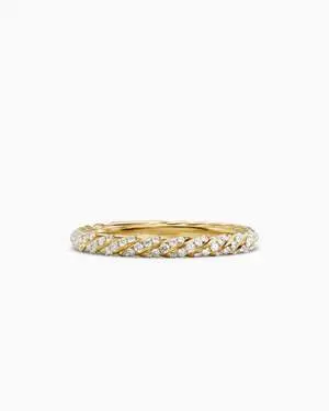 David Yurman Petite Pavé Band Ring In 18k Yellow Gold With Diamonds
