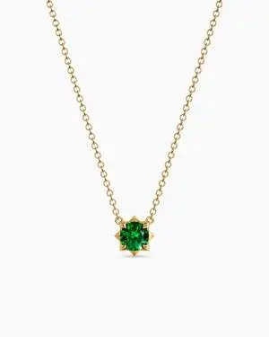 David Yurman Petite Pavé Pendant Necklace In 18k Yellow Gold With - Tsavorite