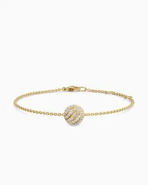 David Yurman Sculpted Cable Center Station Chain Bracelet In 18k Yellow Gold With Diamonds - Diamond