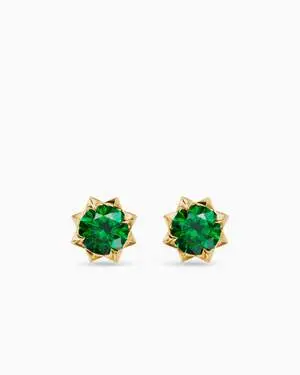 David Yurman Petite Pavé Stud Earrings In 18k Yellow Gold With Pink Sapphires - Tsavorite
