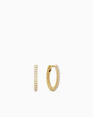 David Yurman Petite Pavé Hoop Earrings In 18k Yellow Gold With Diamonds - Diamond