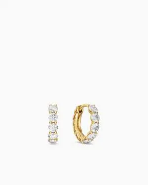 David Yurman Petite Pavé Hoop Earrings In 18k Yellow Gold With Diamonds - Diamond