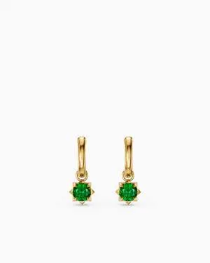 David Yurman Petite Pavé Drop Earrings In 18k Yellow Gold With Blue Sapphires - Tsavorite