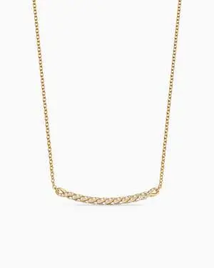 David Yurman Sculpted Cable Bar Necklace In Gold With Diamonds
