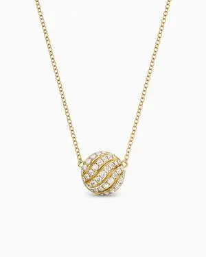 David Yurman Sculpted Cable Pendant Necklace In 18k Yellow Gold With Diamonds - Diamond