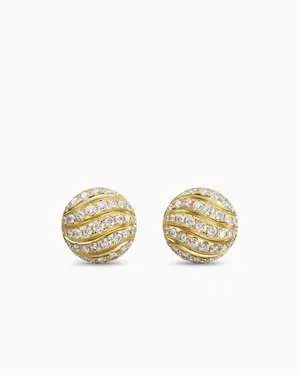 David Yurman Sculpted Cable Stud Earrings In 18k Yellow Gold With Diamonds