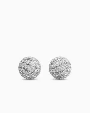 David Yurman Sculpted Cable Stud Earrings In Sterling Silver With Diamonds