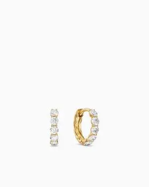 David Yurman Petite Pavé Hoop Earrings In 18k Yellow Gold With Diamonds - Diamond