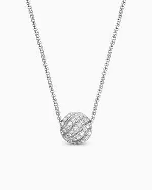 David Yurman Sculpted Cable Pendant Necklace In Sterling Silver With Diamonds