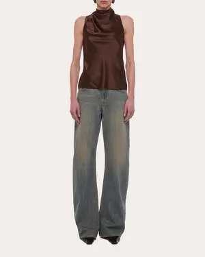 Helmut Lang Silk Tie-neck Sleeveless Top