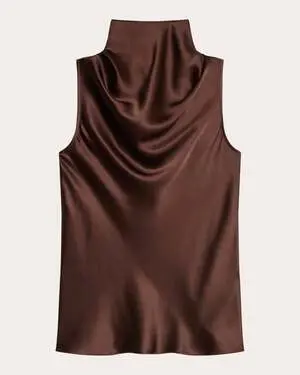 Helmut Lang Silk Tie-neck Sleeveless Top