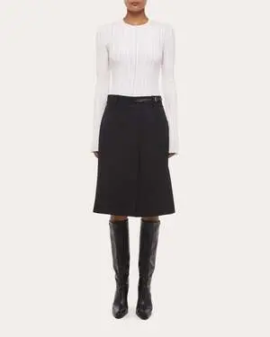 Helmut Lang Wool Gabardine Wardrobe Belted Skirt