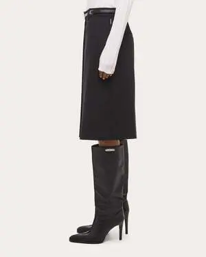 Helmut Lang Wool Gabardine Wardrobe Belted Skirt